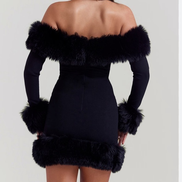 Dresses | Faux Fur Off The Shoulder Mini Dress | Poshmark